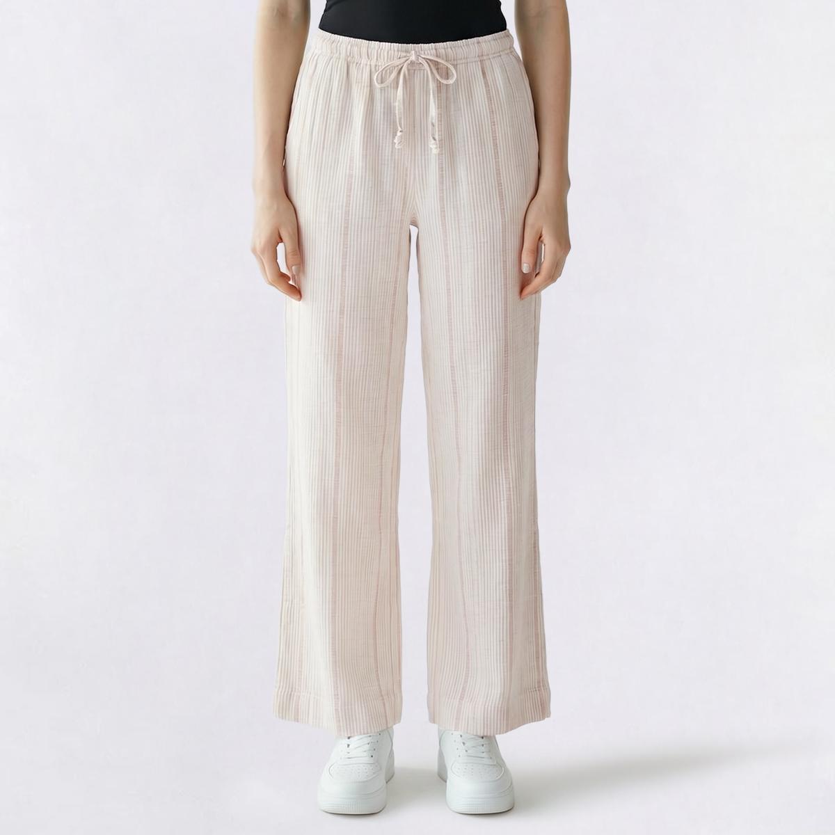 Click here for Juniors No Comment Lurex Stripe Tie Waist Pants prices